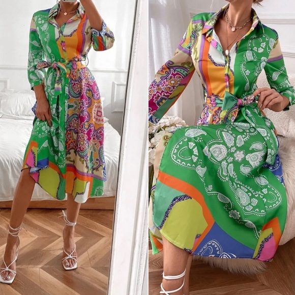 Dresses | Bright And Bold Print Dress Perfect For Work Or Play | Poshmark